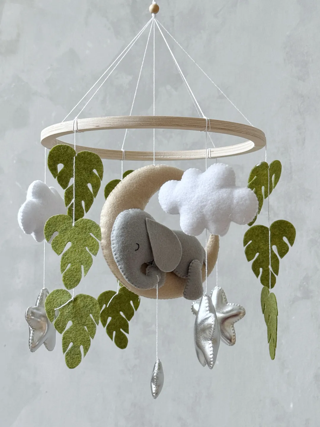Elephant mobile baby neutral, Safari crib mobile baby, Jungle baby ...