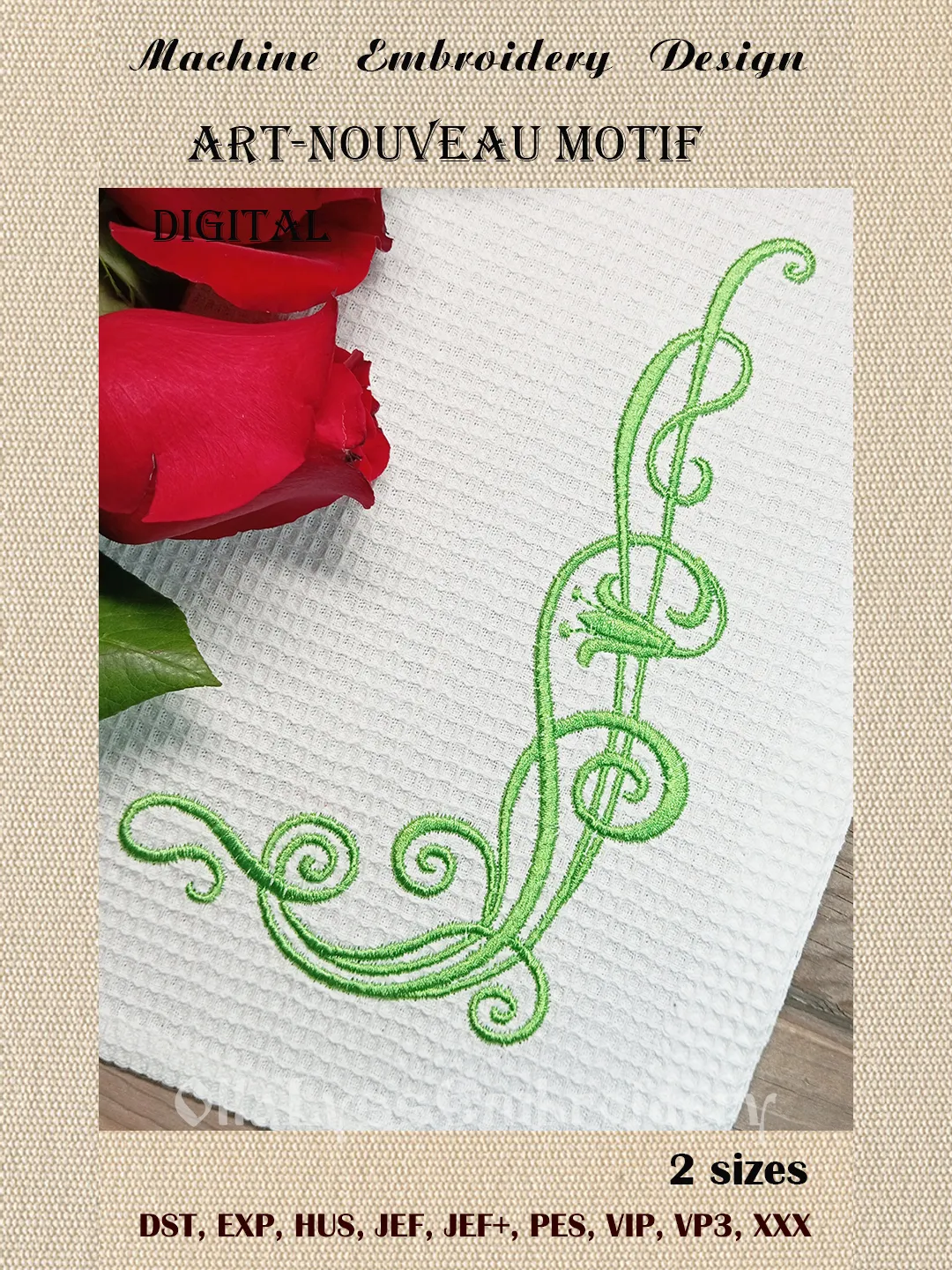 Decorative Motif free embroidery design in 3 sizes