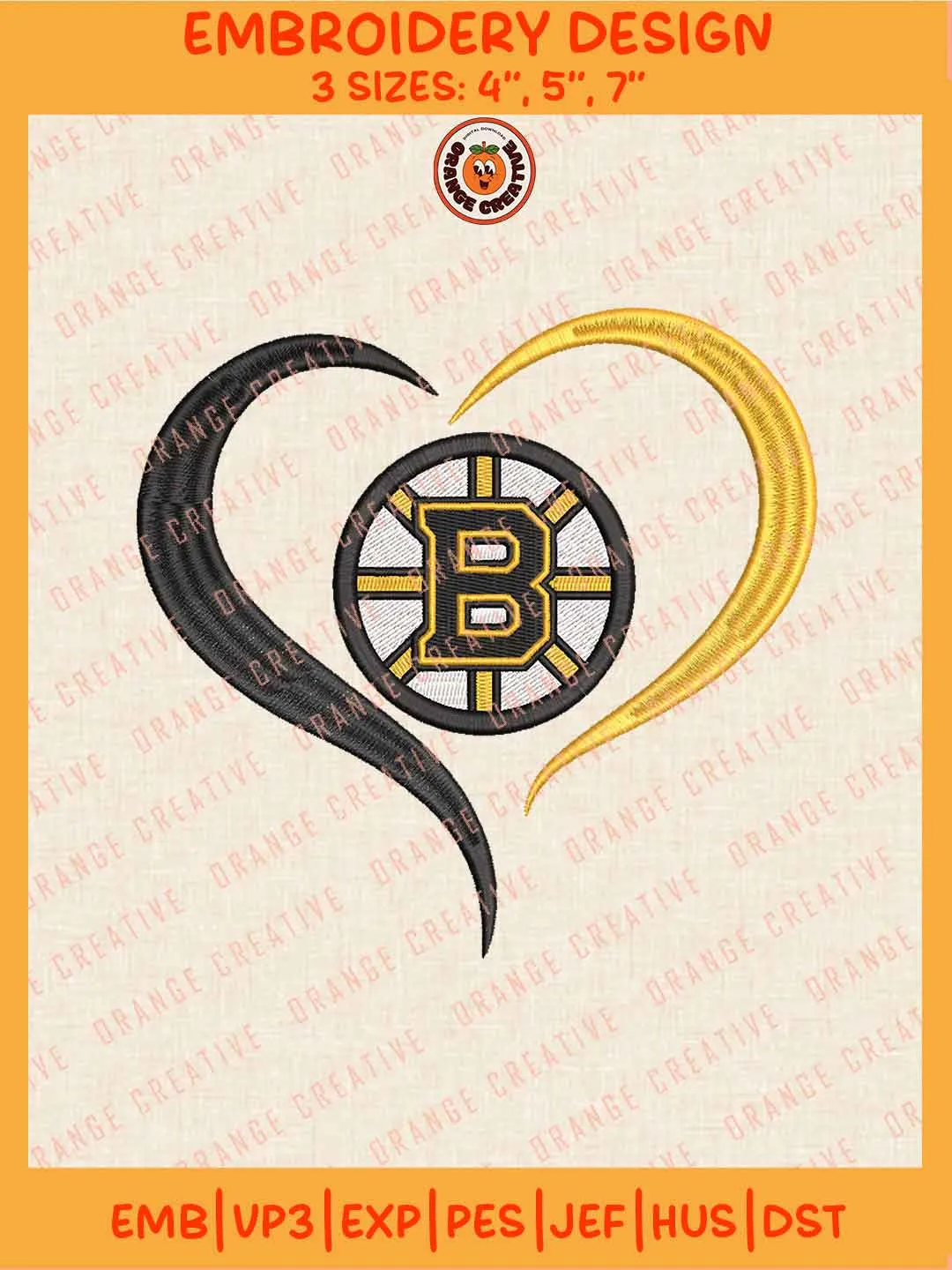 NHL Boston Bruins Team Heart Logo Embroidery Files, Boston Bruins ...