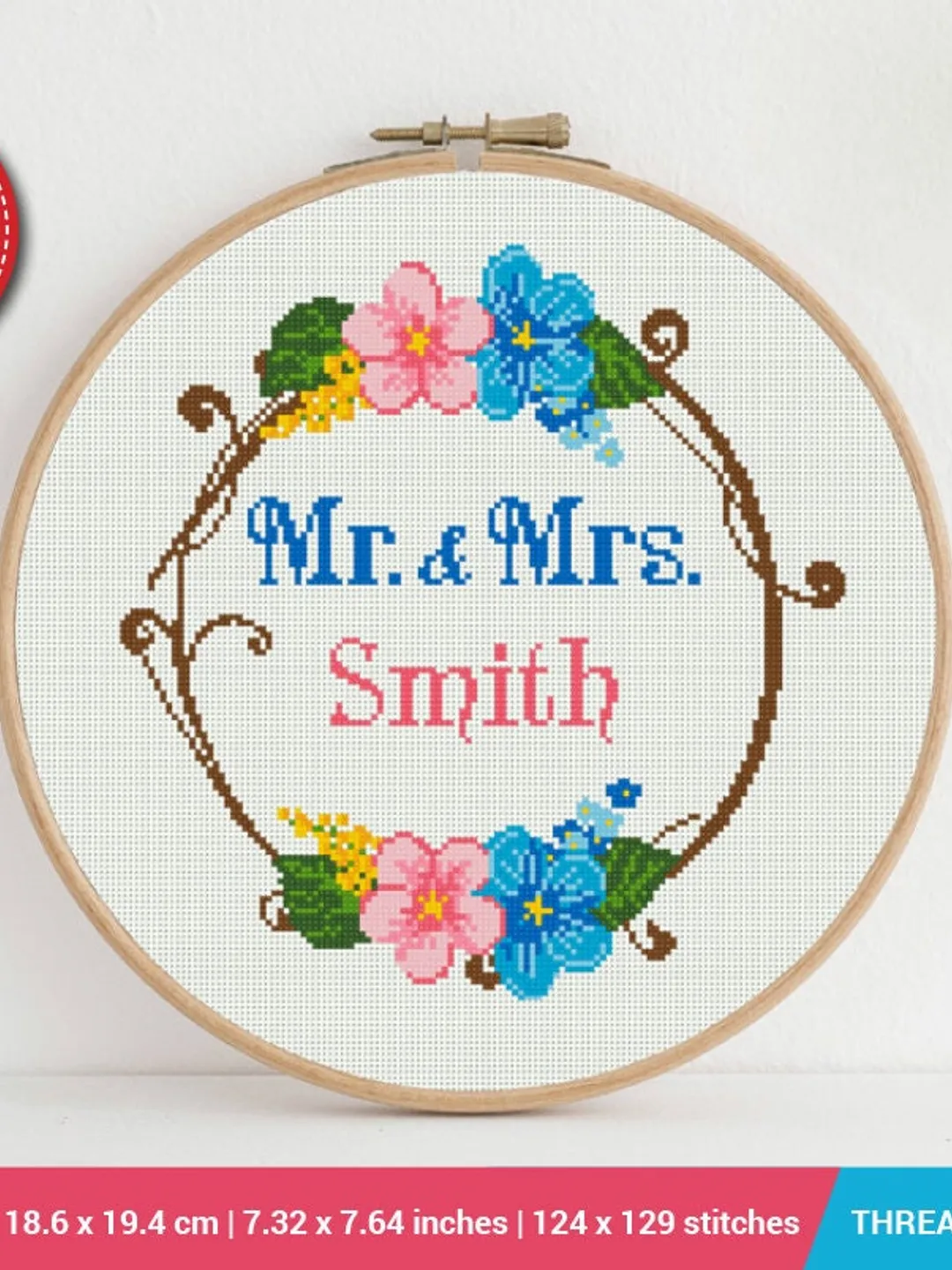 Mr. & Mrs. Wedding Date Frame and Alphabet Cross stitch pattern ...