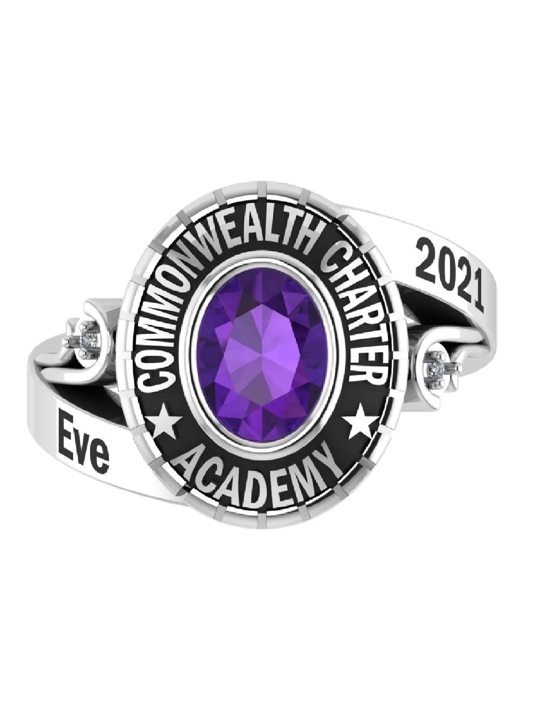 Modern 2025 University Class Ring – 925 Sterling Silver CZ Oval ...