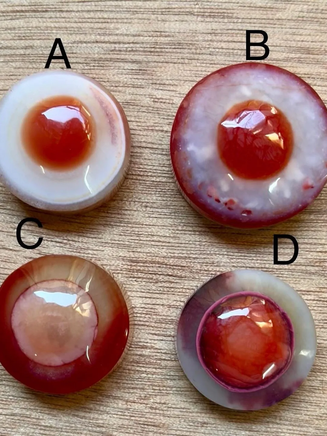 Natural Rad Banded Agate Eyes Cabochon: Handmade Gemstone