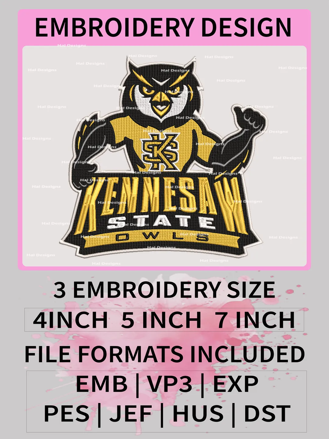Kennesaw State Owls Embroidery Designs, NCAA Logo Machine Embroidery ...
