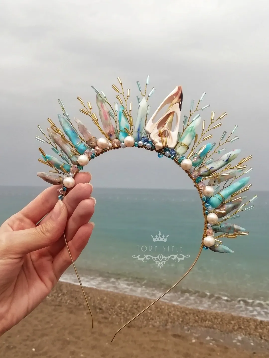 Crown with blue crystals, Tiara with crystals, Mermaid tiara, crown ...