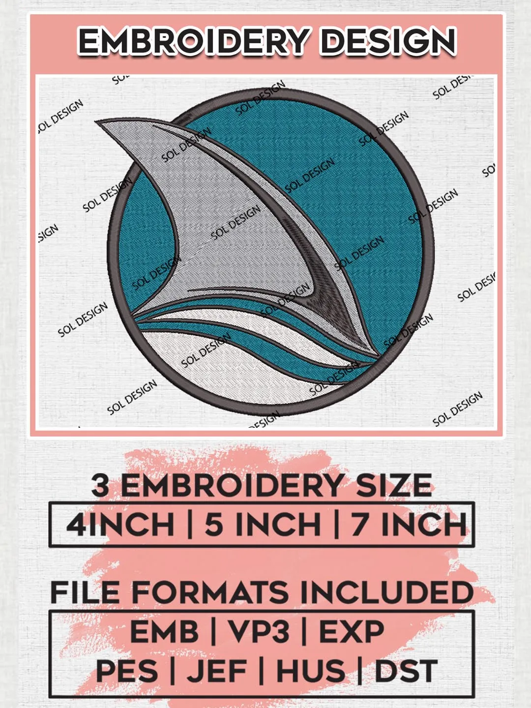 San Jose Sharks Logo Embroidery Designs, NHL Sharks Team Logo ...