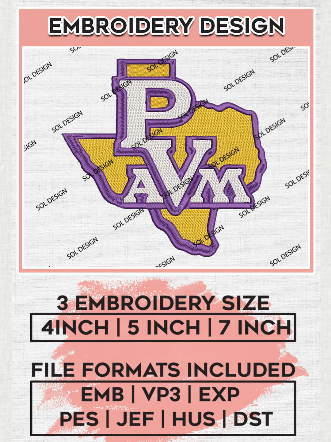 Prairie View A&M Panthers Embroidery Designs, NCAA Logo Machine ...