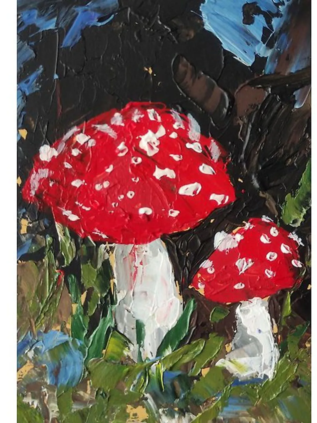 Mushroom paintings fly agaric wall art set of 2