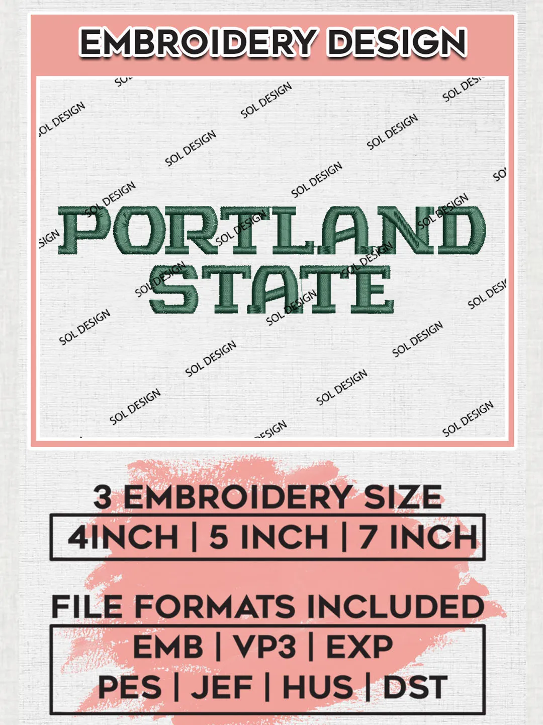 NCAA Portland State Team Writing Logo Embroidery Design Files, NCAA ...