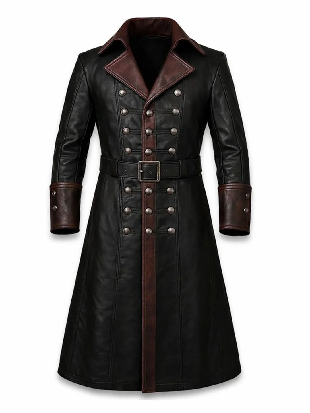 Men's Gothic Black Leather Military Jacket, Gothic Band Rocker Stage ...