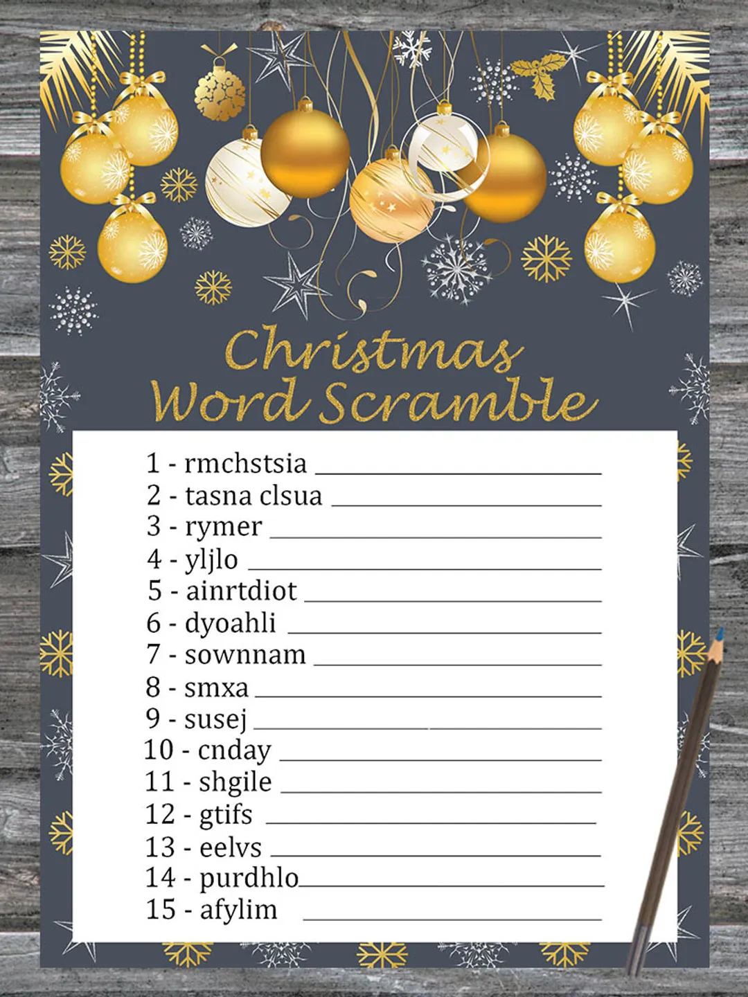 Christmas party games,Christmas Word Scramble Game Printable,Golden ...
