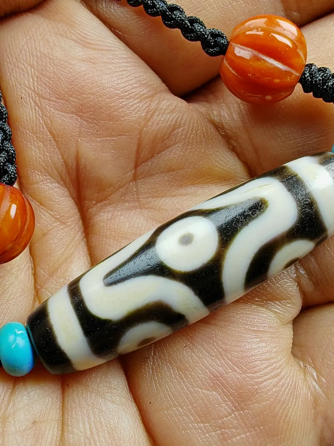 Authentic Tibetan Cross Vajra 6-Eyes Dzi Bead Necklace : Good Fortune ...