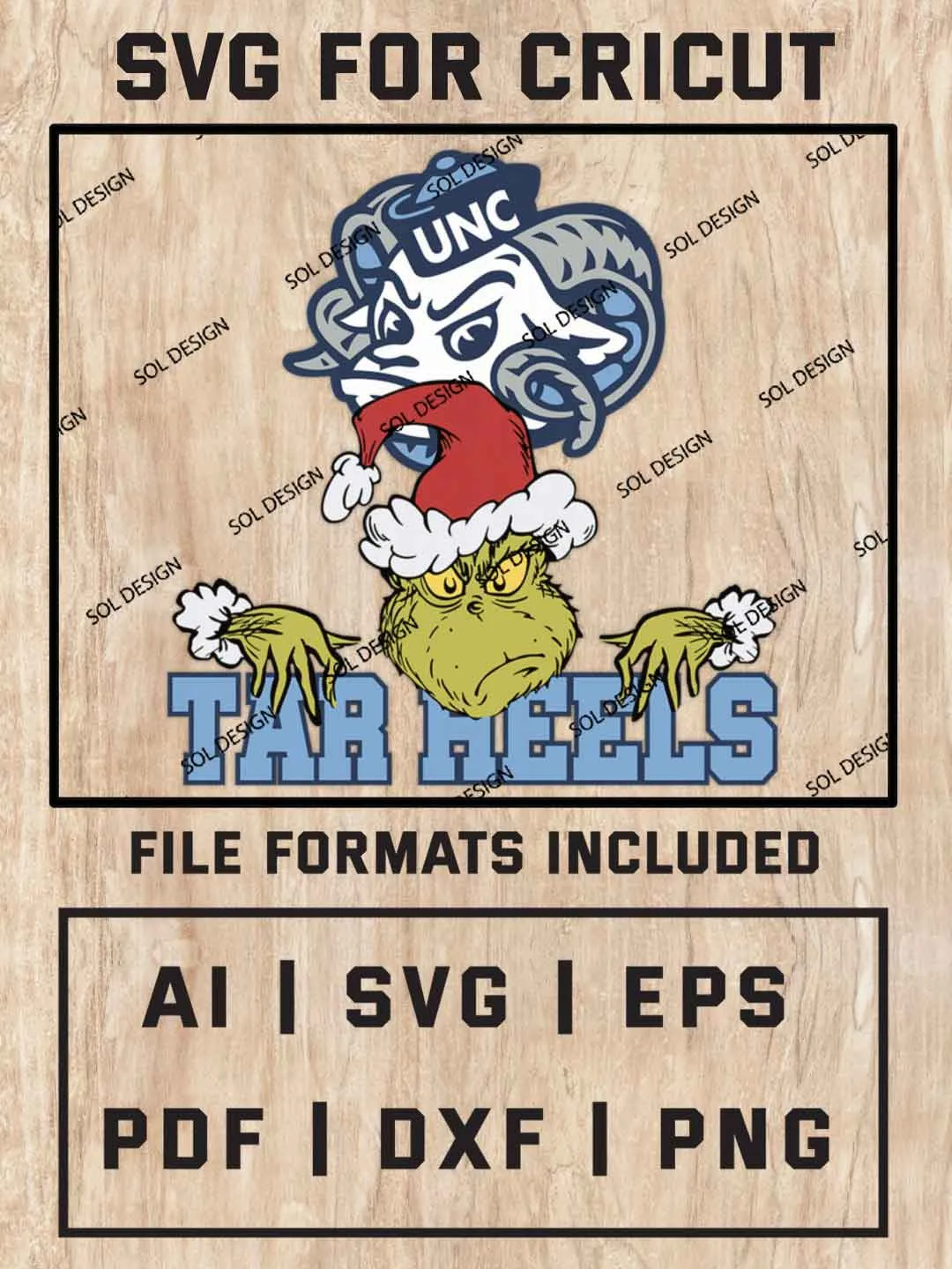 Grinch UNC Tar Heels SVG, NCAA College Team SVG Design, NCAA North ...