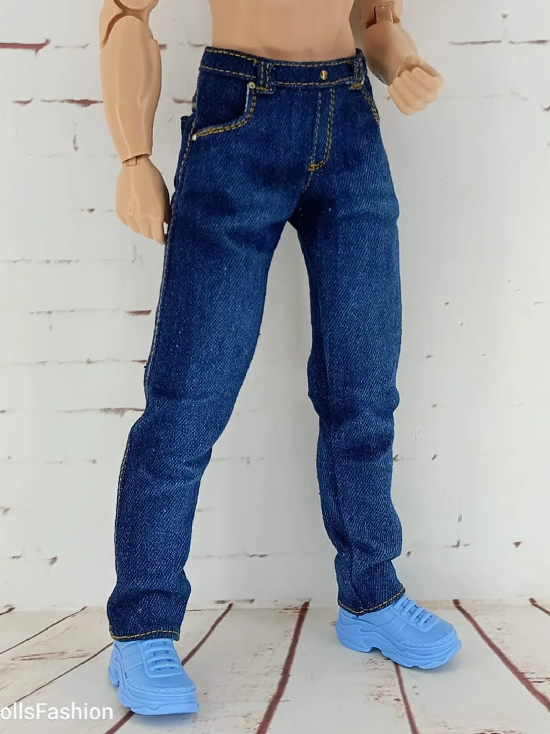 Dark blue jeans for Ken with an athletic body type