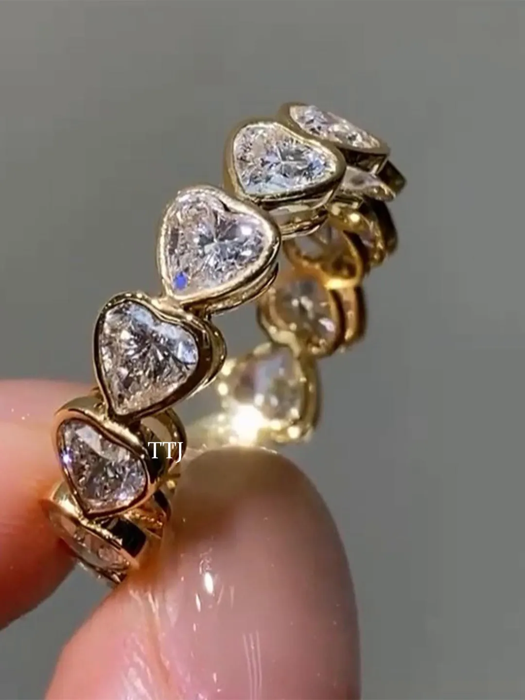 FULL ETERNITY RING | Round Cut Stacking Gold Rings | Tiny Cut Diamond ...