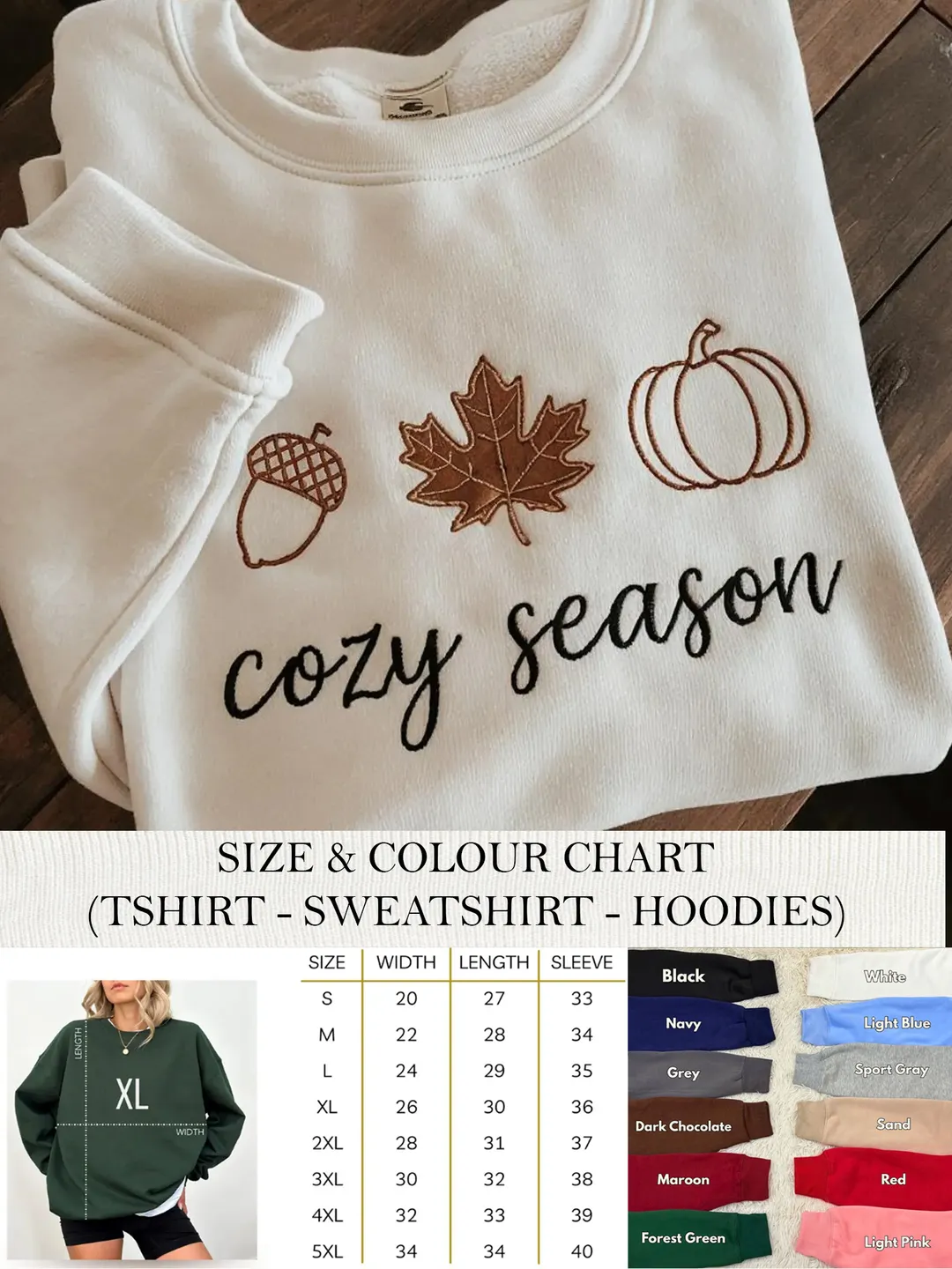 Cozy Season Embroidered Sweatshirt – Autumn Books & Pumpkin Design ...