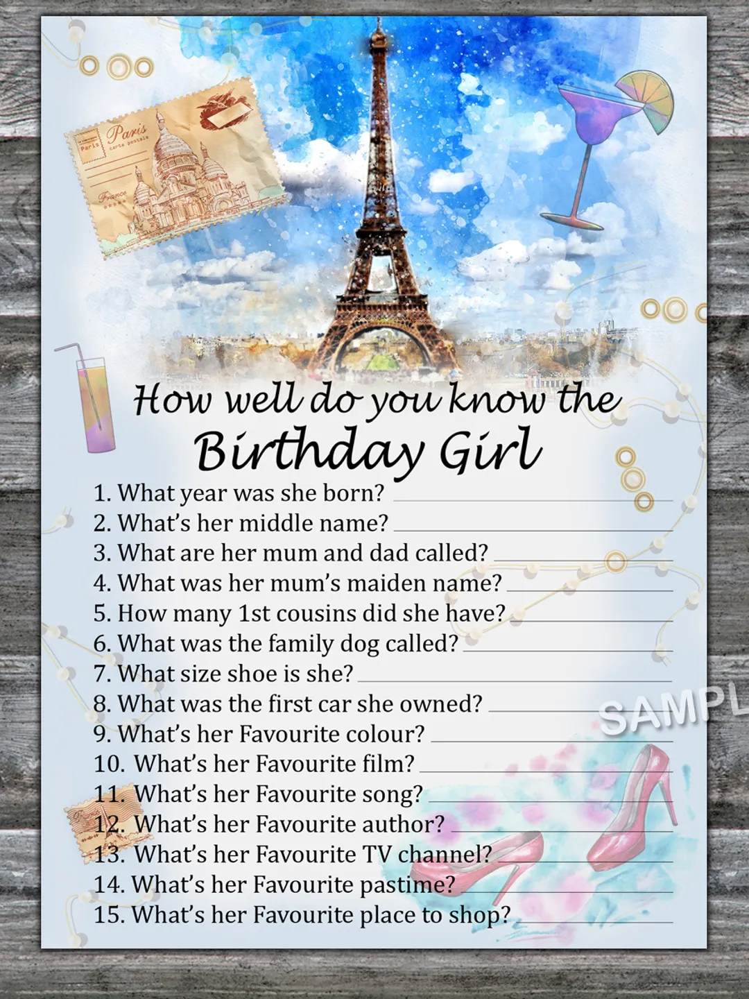 Pin up How well do you know the birthday girl,Adult Birthday party game ...