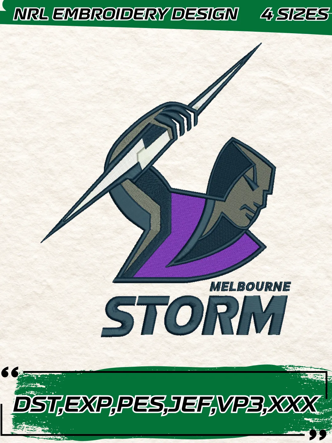 Melbourne Storm Logo Embroidery Design,NRL Machine Embroidery Digitized ...