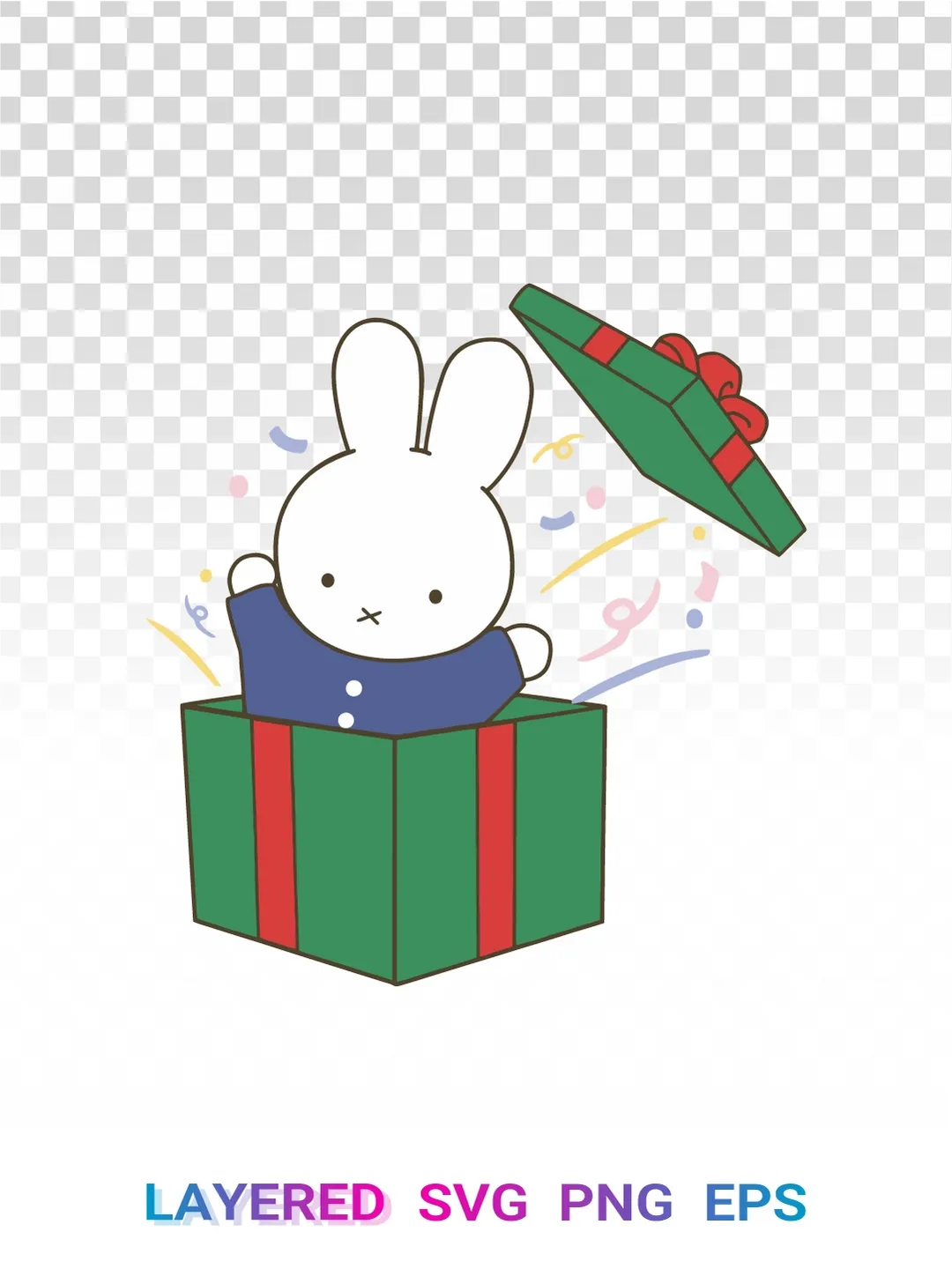 🎄 Miffy Christmas Stocking SVG, Holiday Bunny PNG Cricut