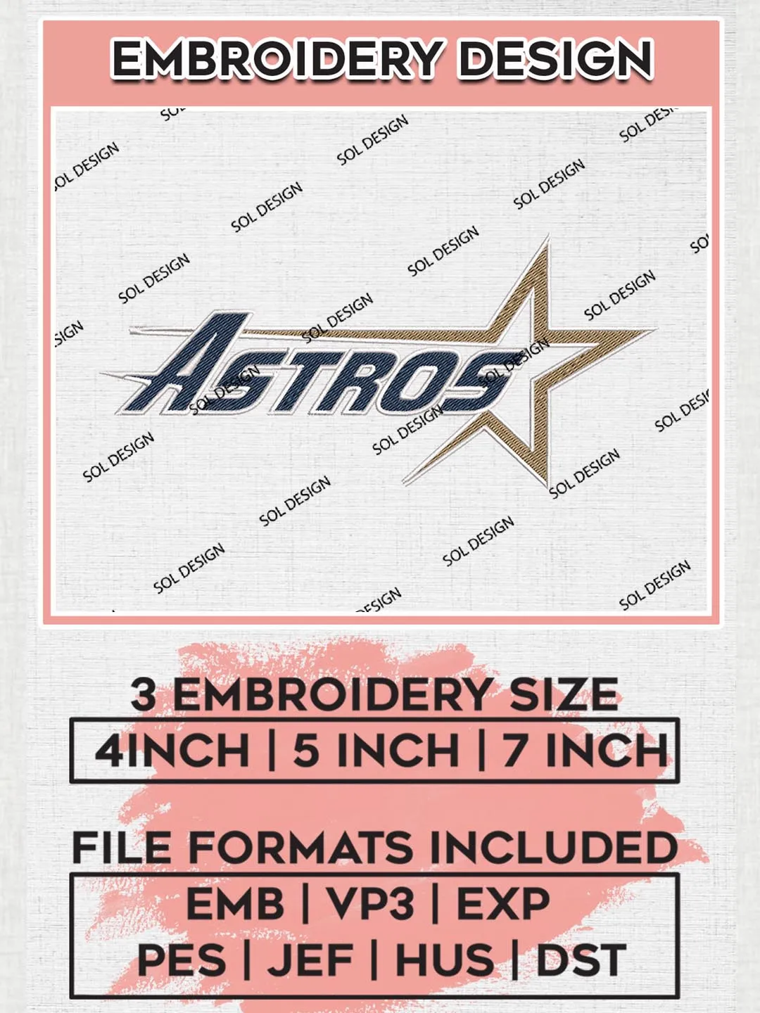 MLB Astros Wordmark Logo Embroidery Design Files, MLB Houston Astros ...