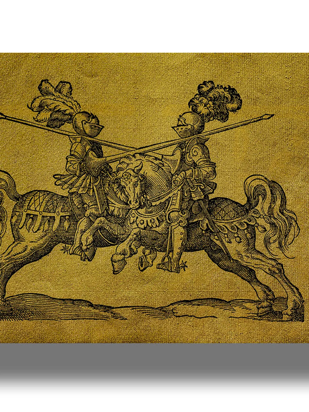 Medieval Jousting Tournament. Cavalry poster. Handmade paper print.
