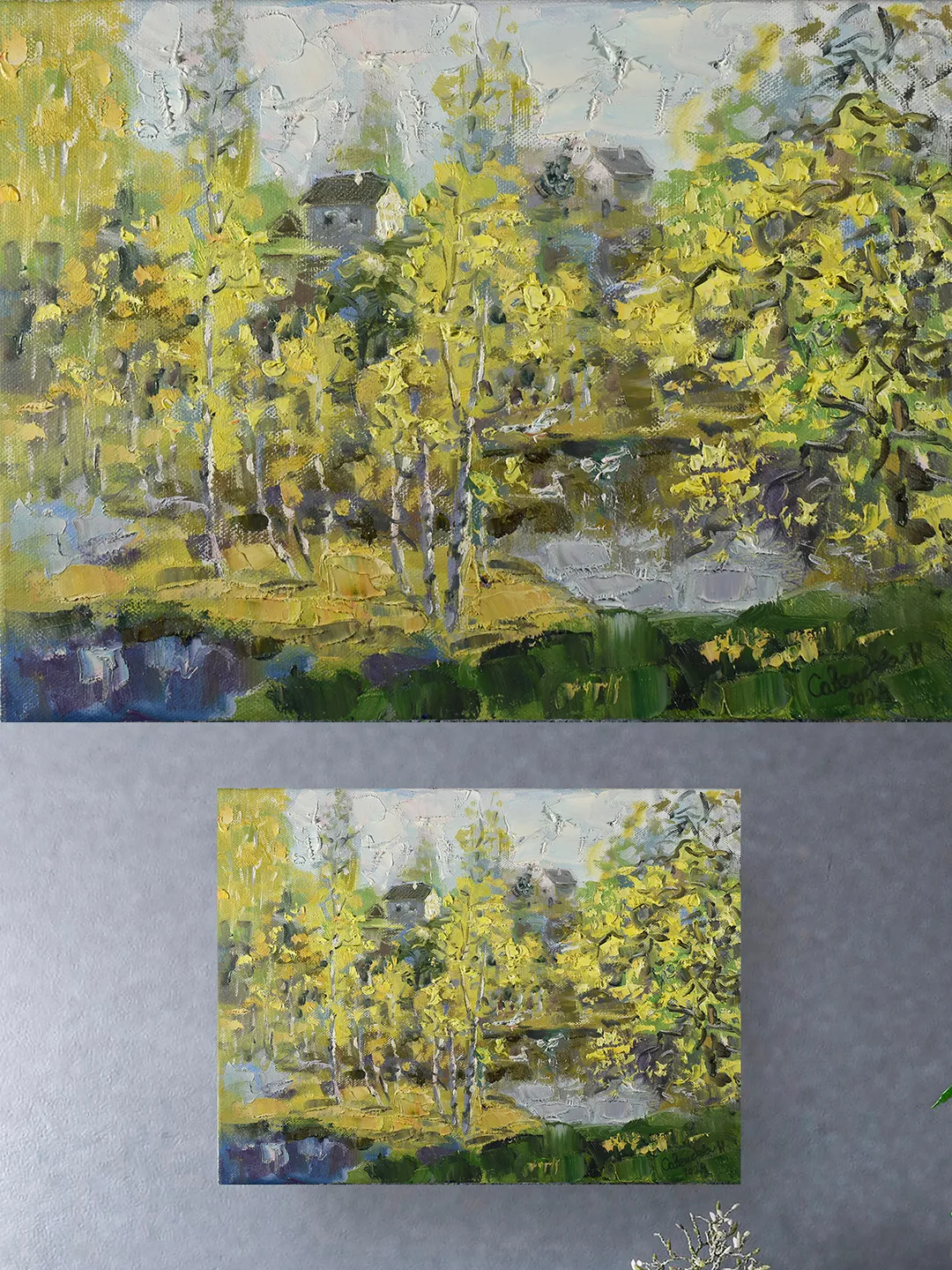 Birch Painting Landscape Original Art Spring Plein Air Artwork Canvas ...