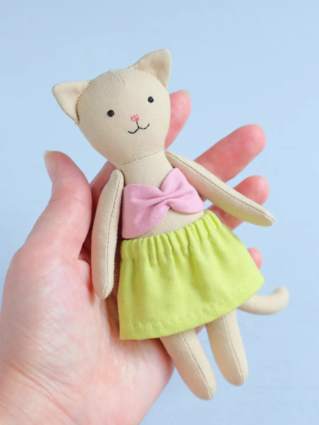 PDF Mini Cat Stuffed Animal with Set of Clothes Sewing Pattern