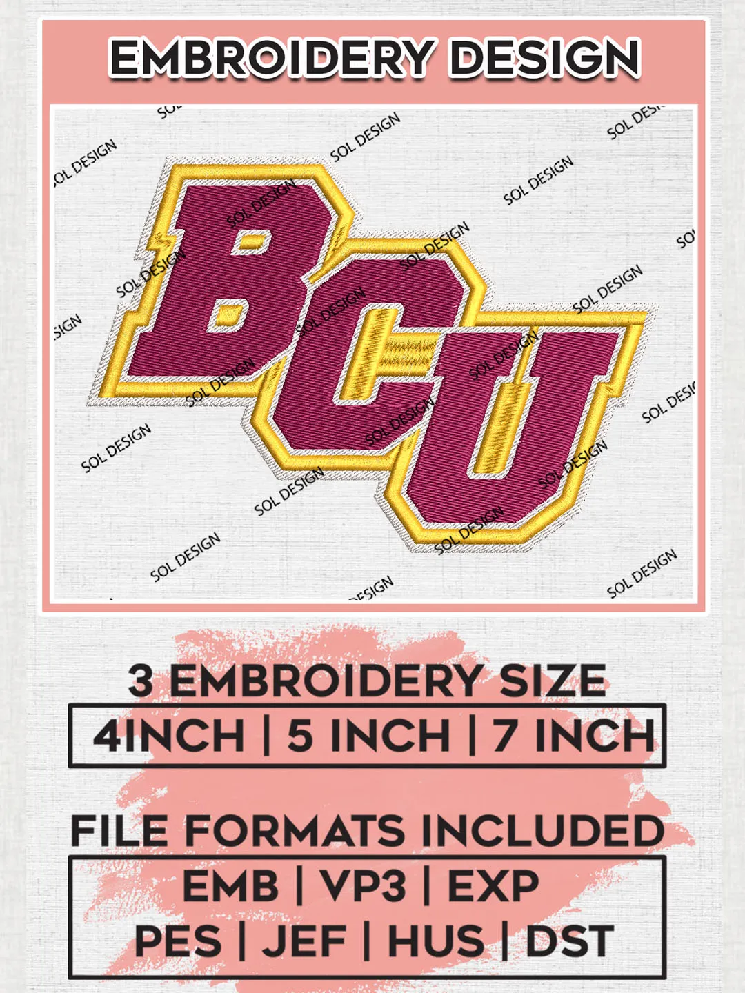 NCAA BCU Wildcats Team Logo Embroidery Design Files, NCAA Bethune ...