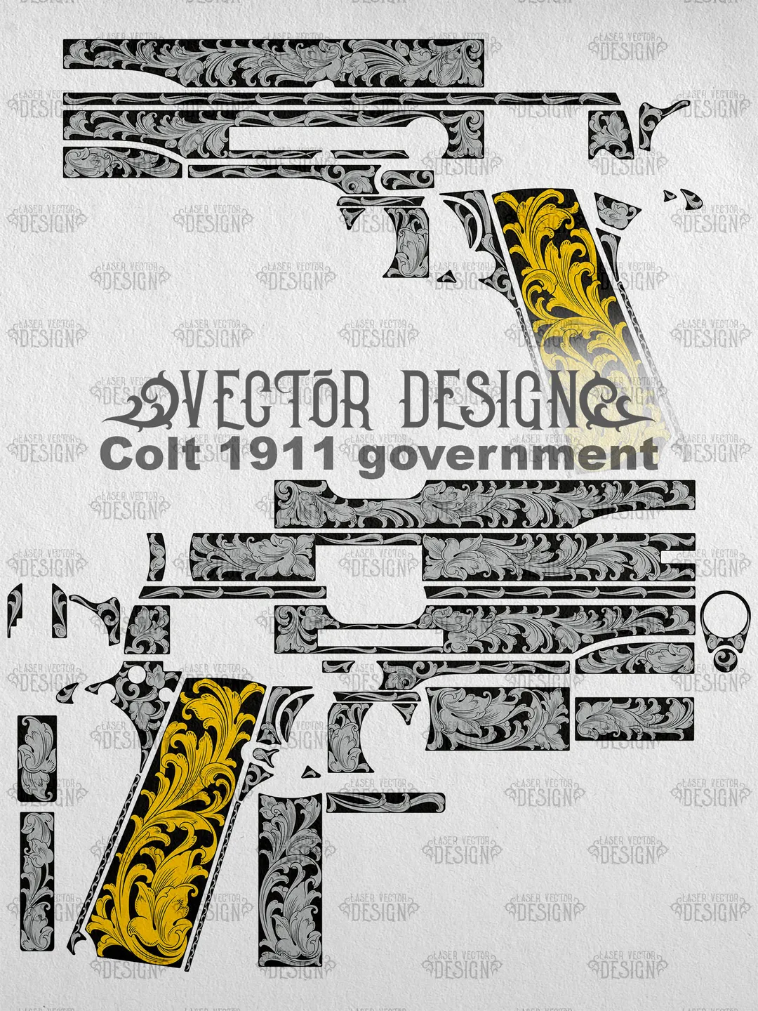 VECTOR DESIGN Colt 1911 government Scrollwork 4