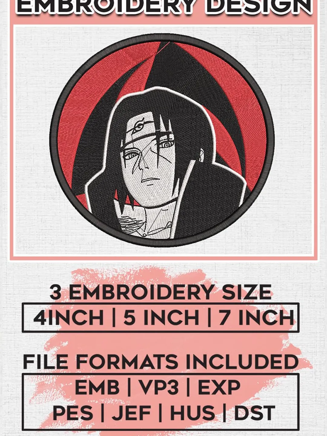 Red Moon Itachi Machine Embroidery Designs, anime