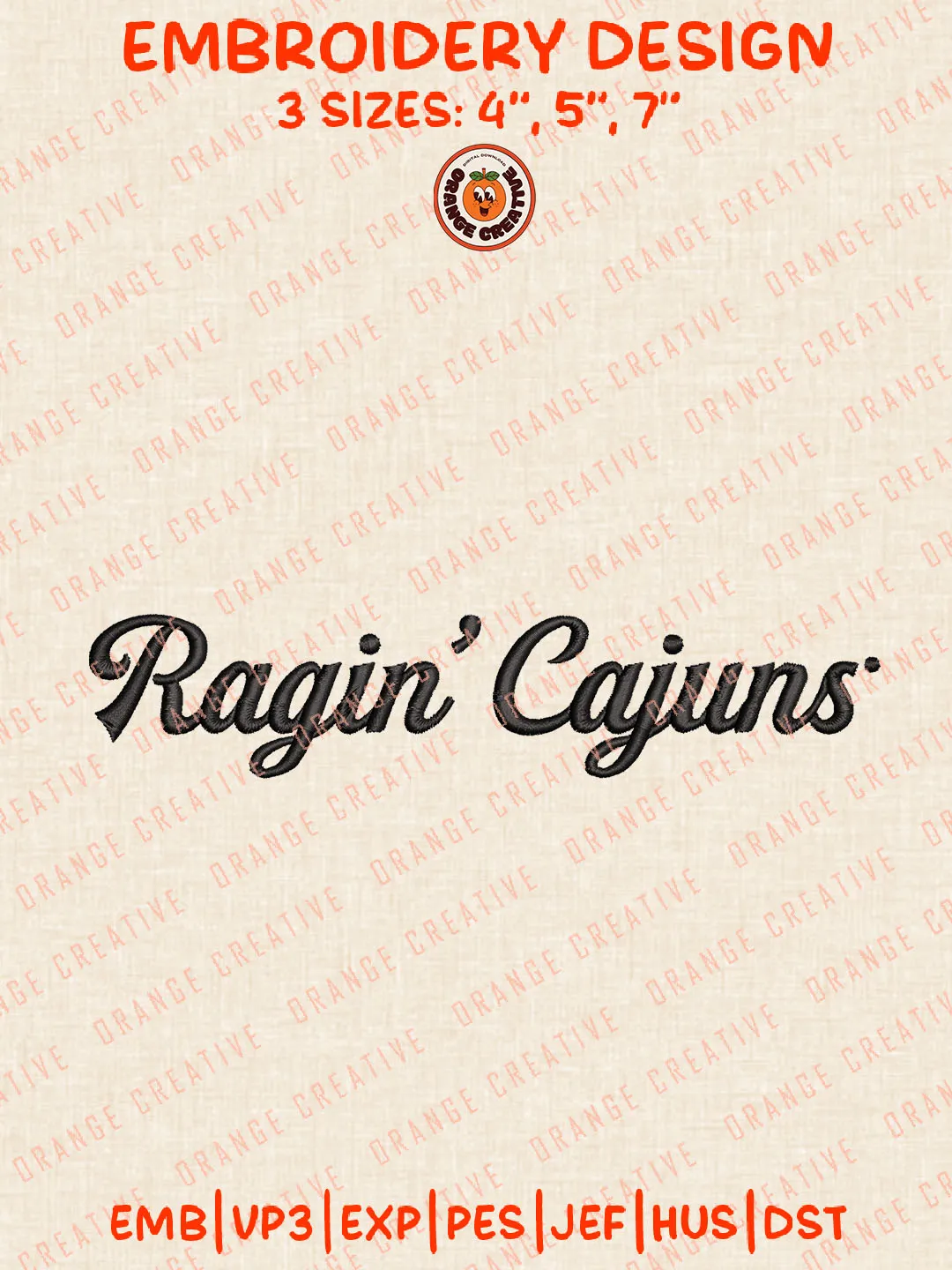 NCAA Ragin Cajuns Wordmark Logo Embroidery Files, NCAA Cajuns Team ...
