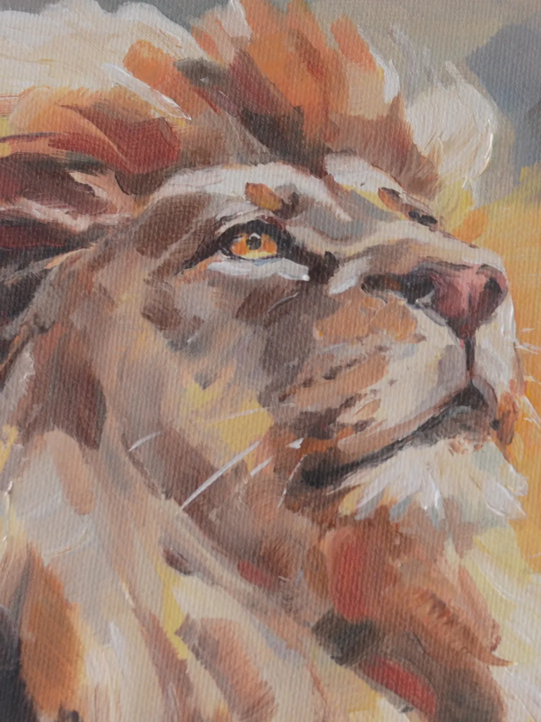 Lion painting / Oil small art / Aslan from Narnia