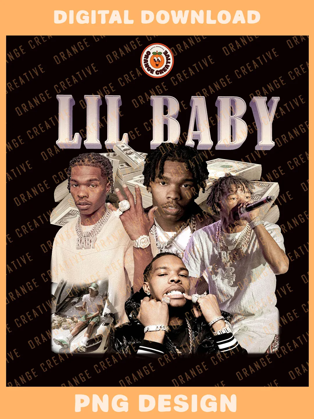 90s Lil Baby Rapper Retro Bootleg T-shirt PNG, 90s Bootleg Template ...