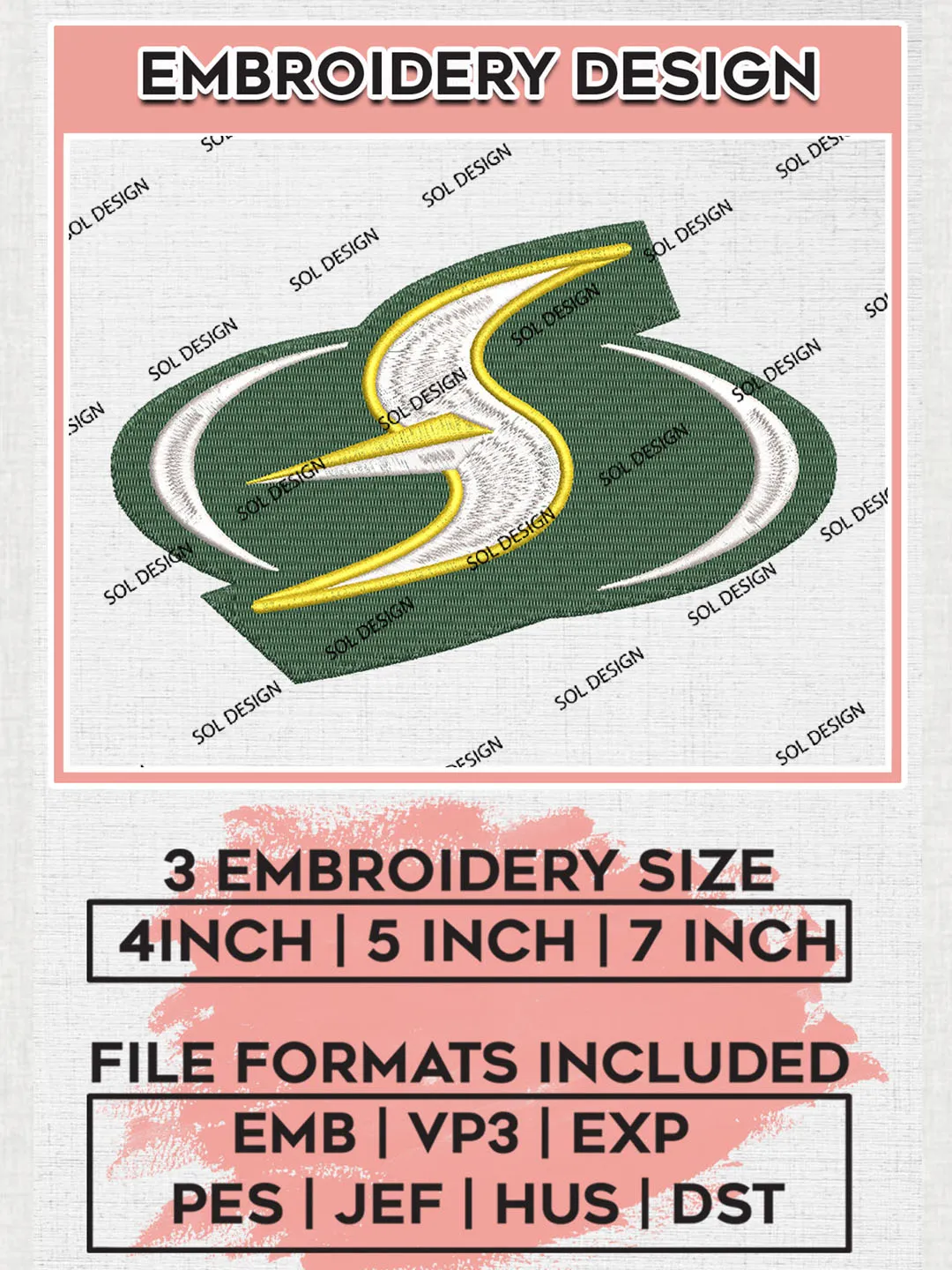 WNBA Seattle Storm Logo Embroidery Files, WNBA Seattle Storm Team ...