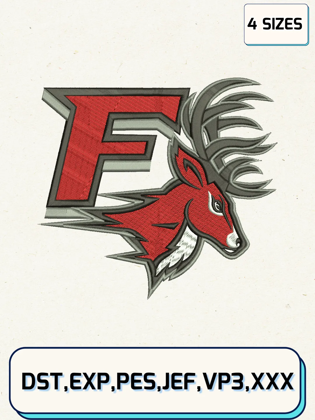 Fairfield Stags Logos Embroidery Design Files, NCAA Logos Embroidery ...