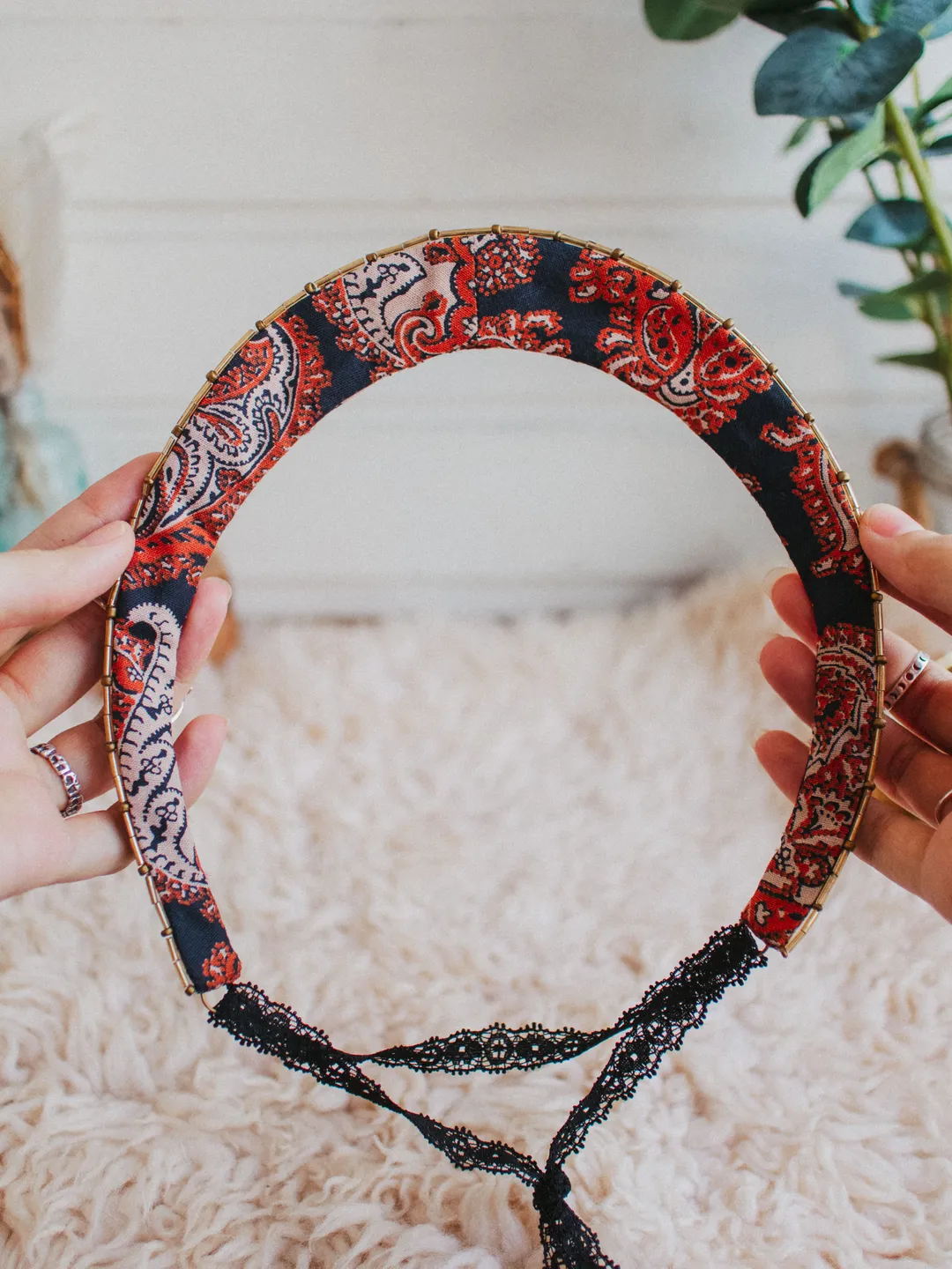 Tiara "Crimson Rhapsody" (round version). Bohemian patchwork crown for ...