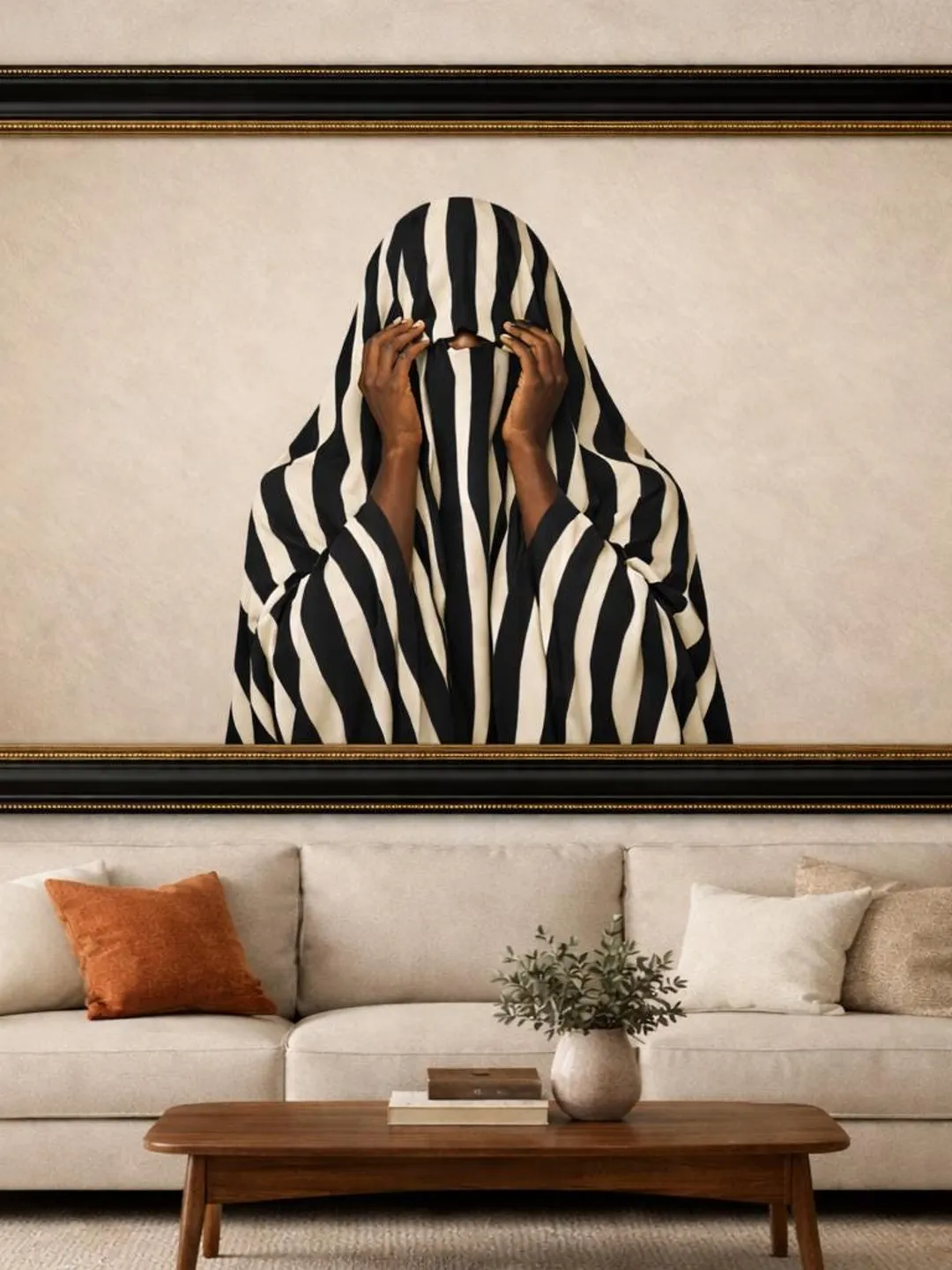Black and White Striped Portrait Art Print – Minimalist Conceptual ...