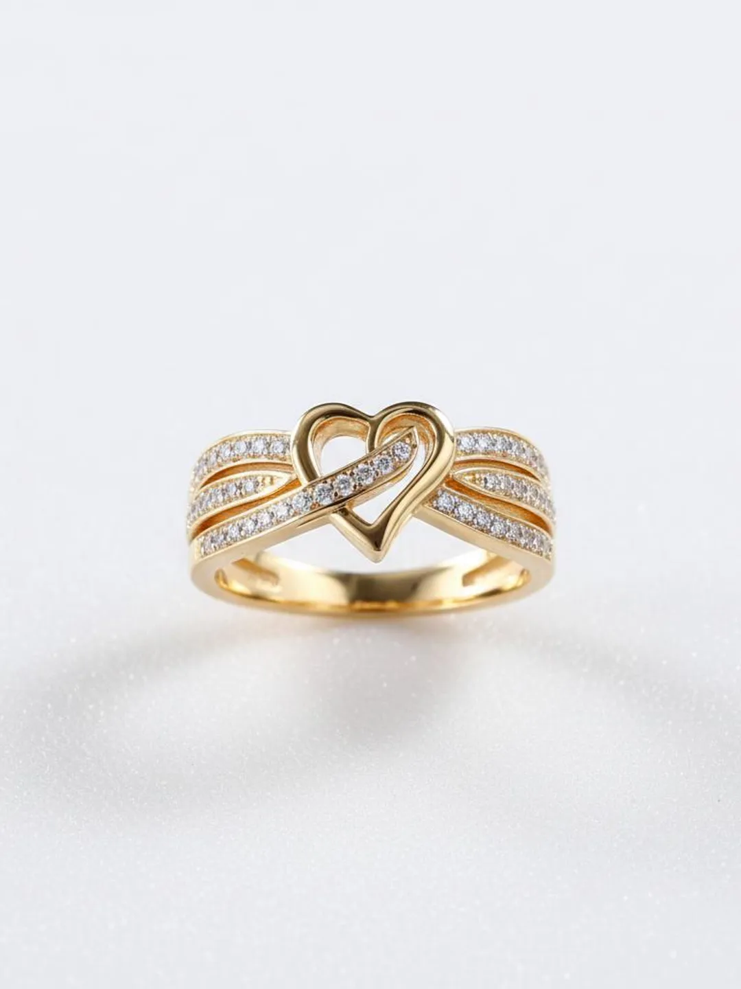 Gold Heart Promise Ring | 925 Sterling Silver Cubic Zirconia ...