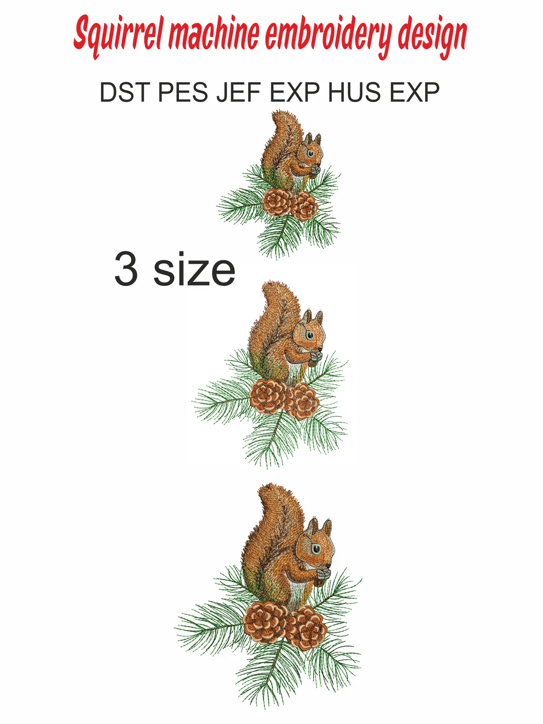 Squirrel machine embroidery design