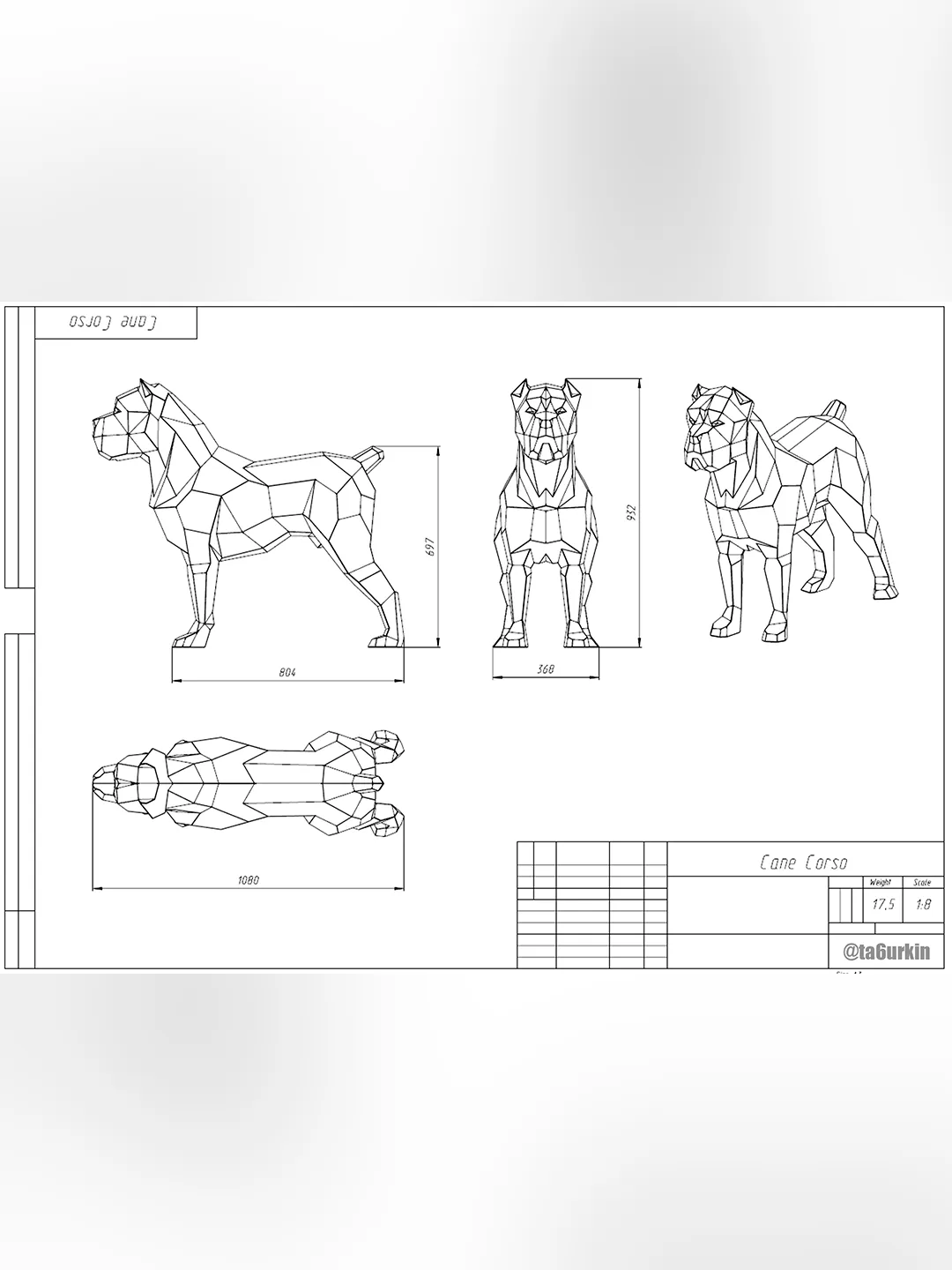 Welding Project Plans Drawings Cane Corso (DXF, PDF)