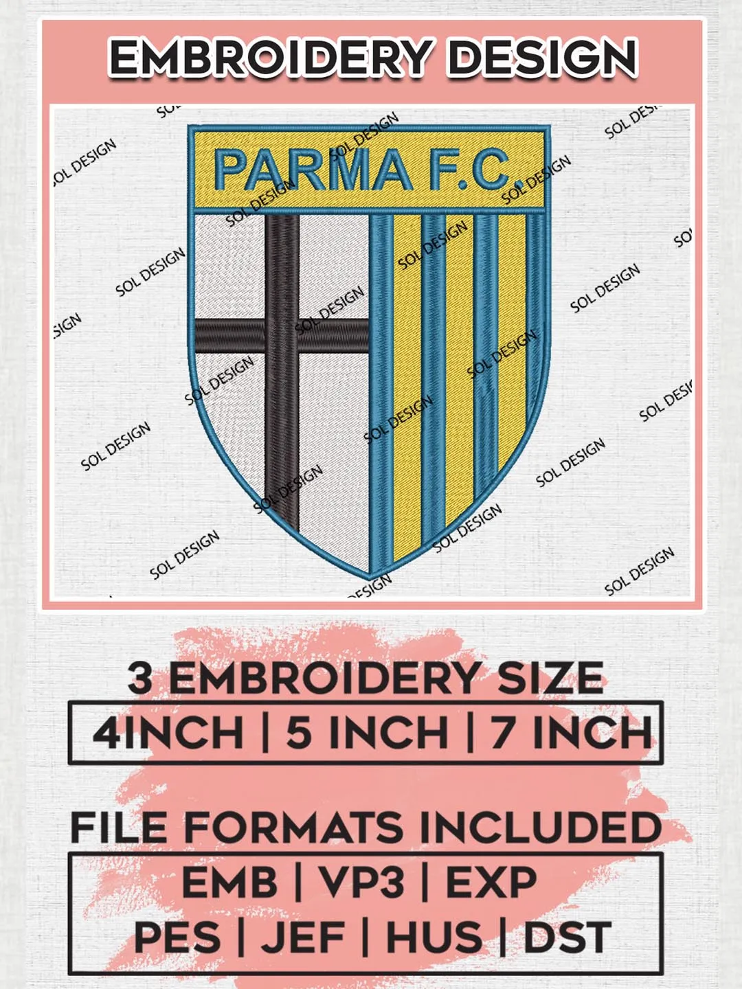 Parma Logo Embroidery Design, Serie A Embroidery files, Serie A Parma ...