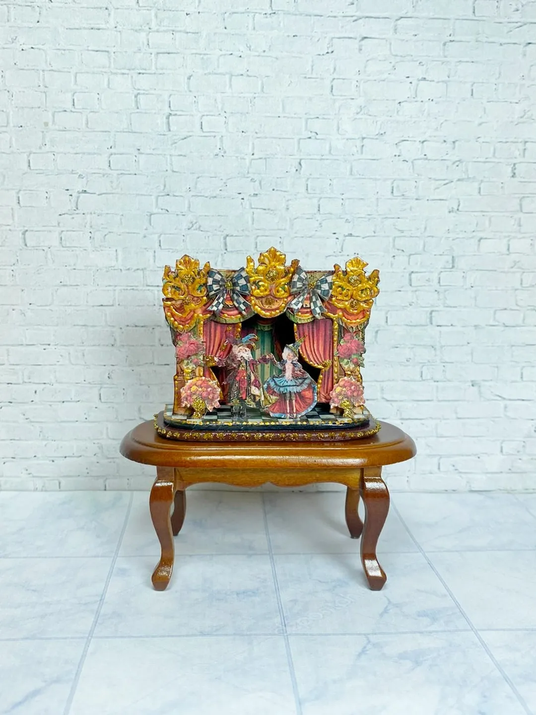 Vintage handmade puppet theater. 1:12. Author's design. miniature ...