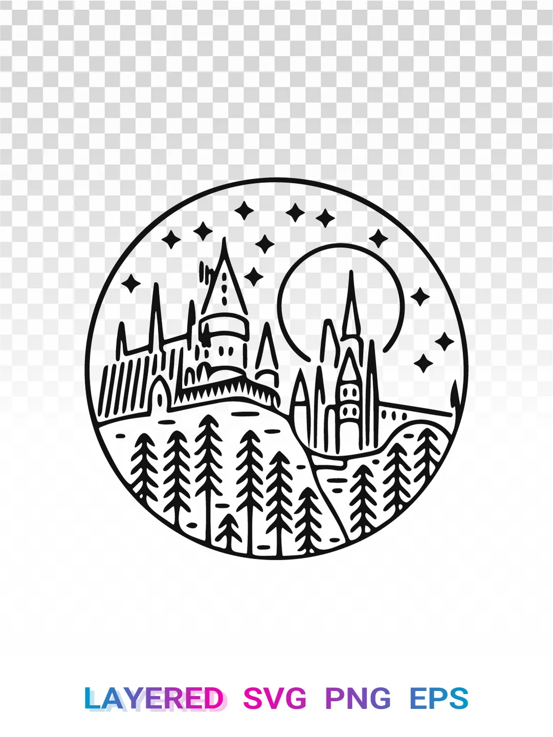 Detailed Hogwarts Castle SVG for the Ultimate Potterhead DIYer
