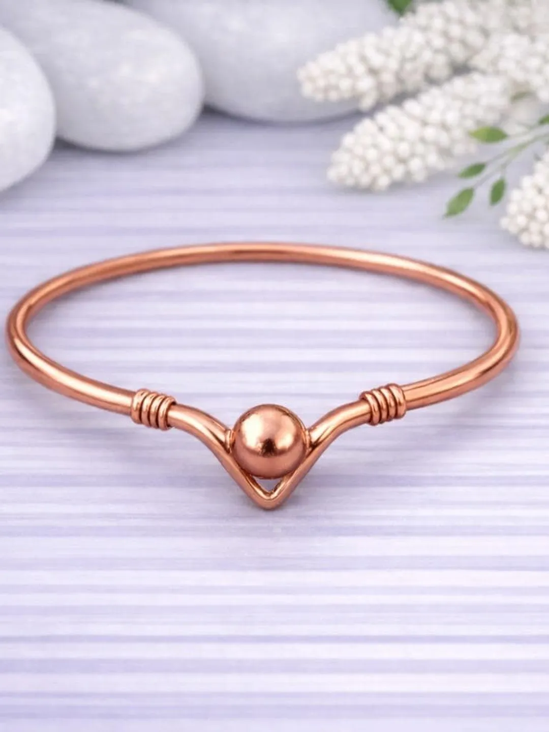 Handmade Copper Bangle Bracelet – Minimalist Infinity V Design