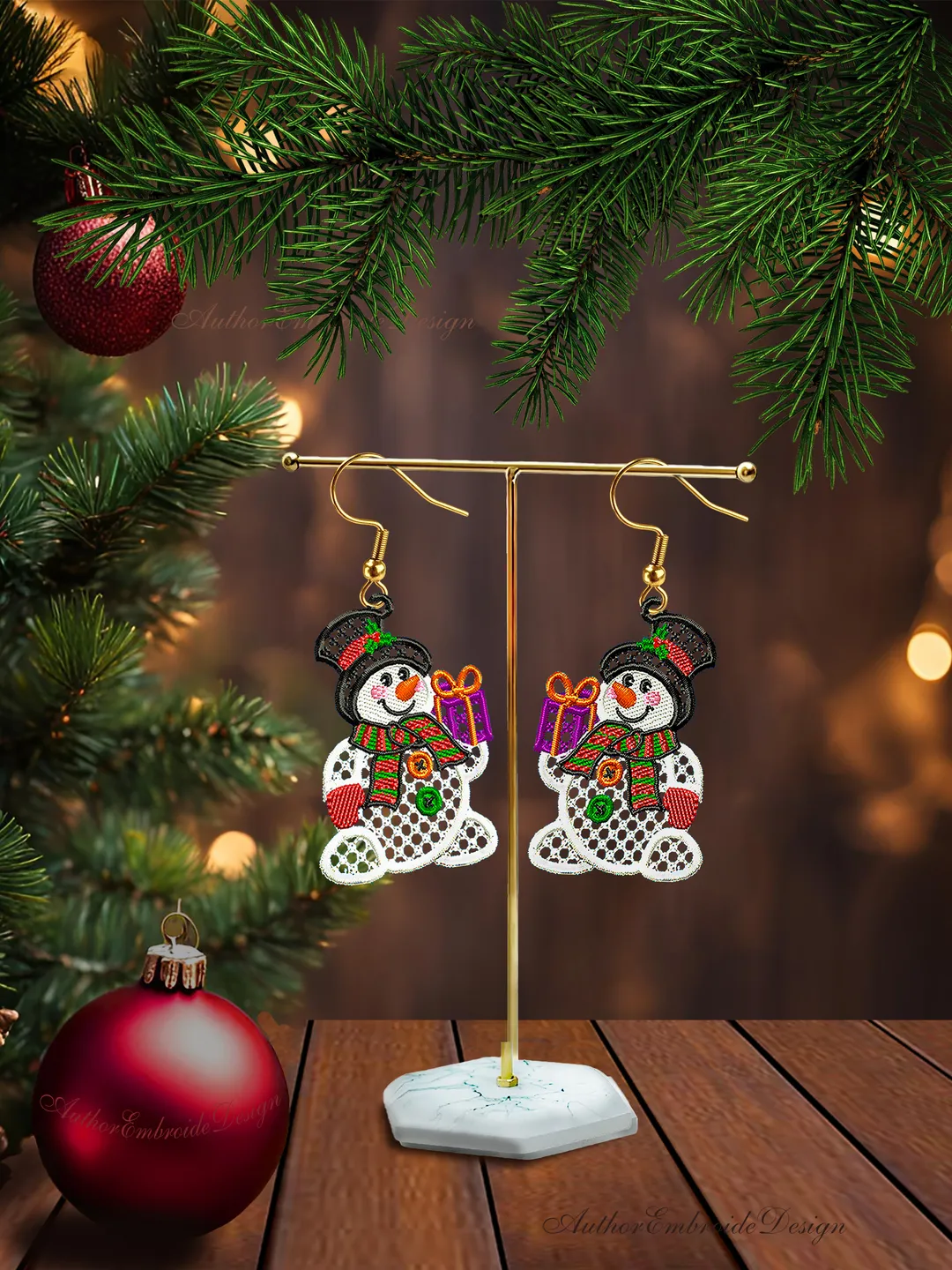 FSL Snowman machine embroidery design download - earrings and ornament ...