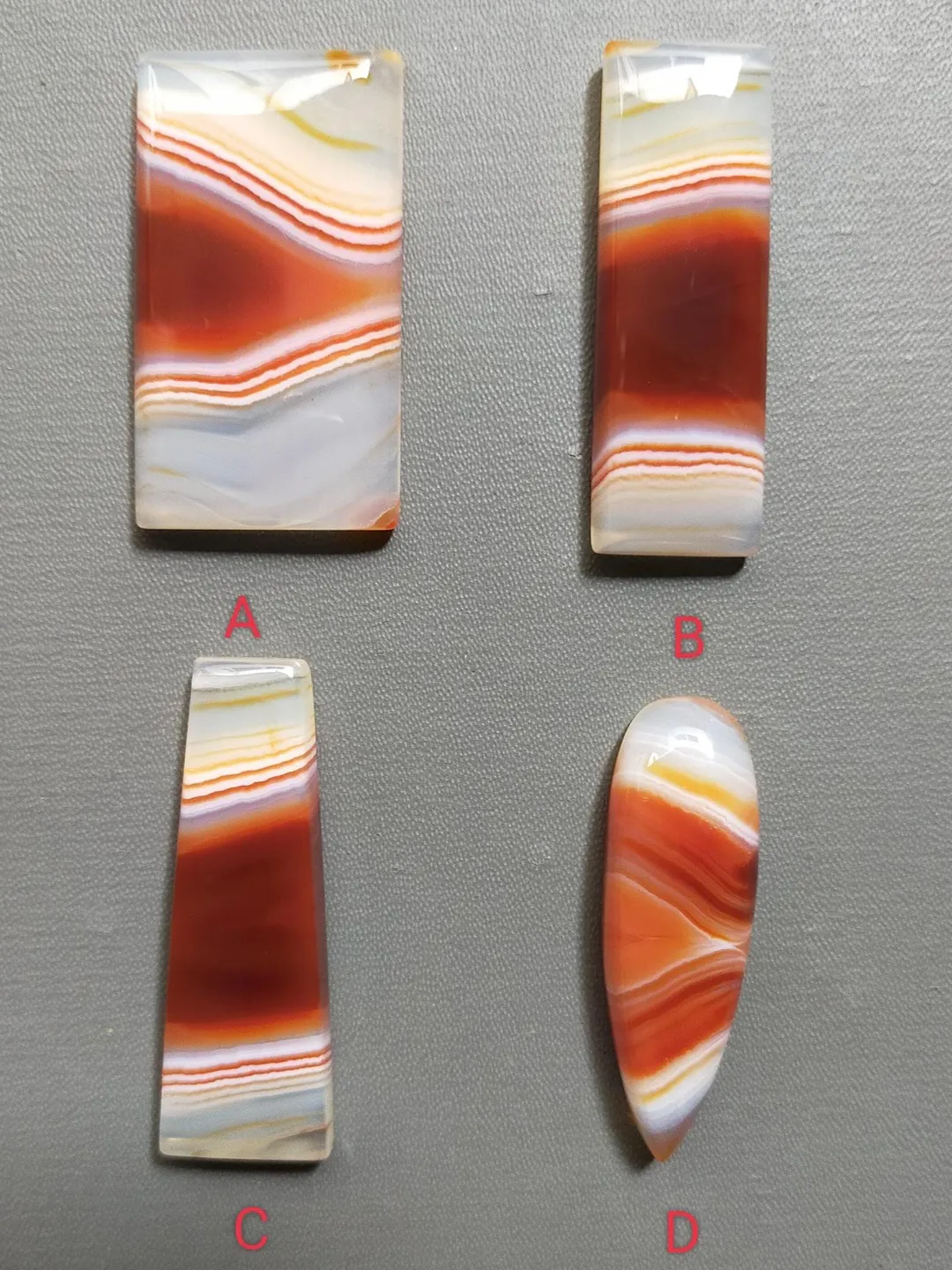 Natural Rad Banded Agate Cabochon: Handmade Gemstone