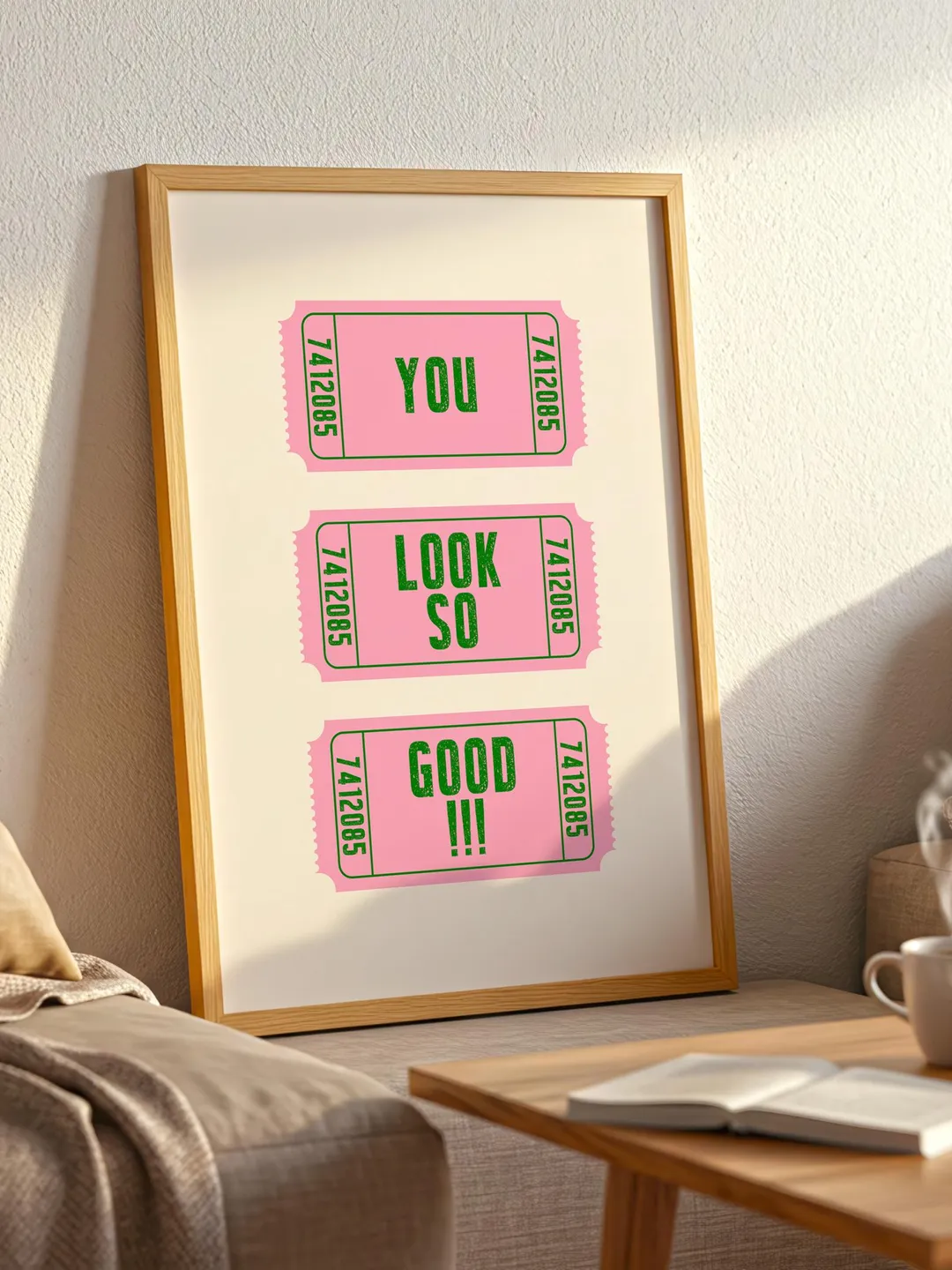 You Look So Good Ticket, Pink Printable Wall Art, Retro Ticket Print ...