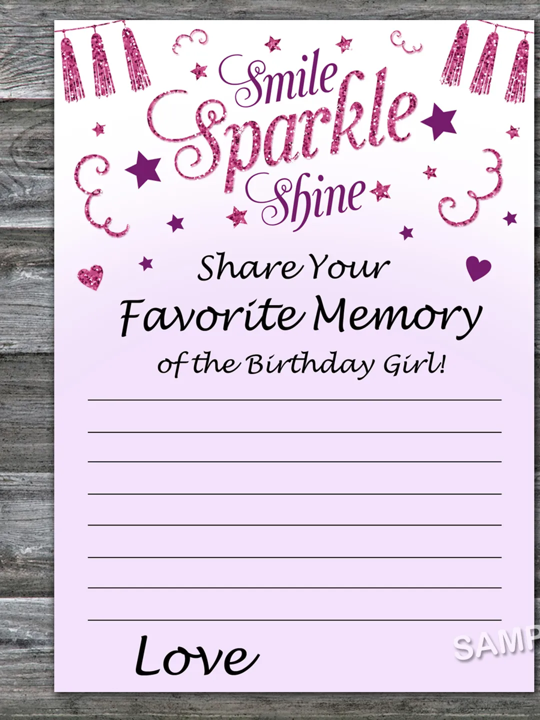 65th Birthday Favorite Memory of the Birthday Girl,Adult Birthday party ...