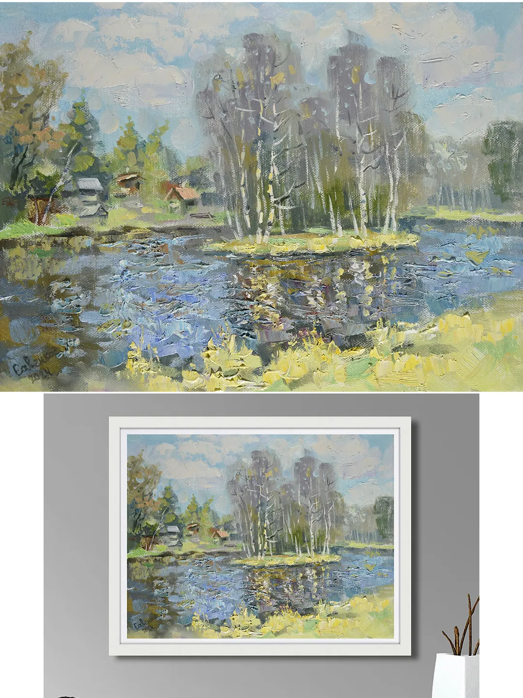 Birch Painting Landscape Original Art Spring Plein Air Artwork Canvas ...