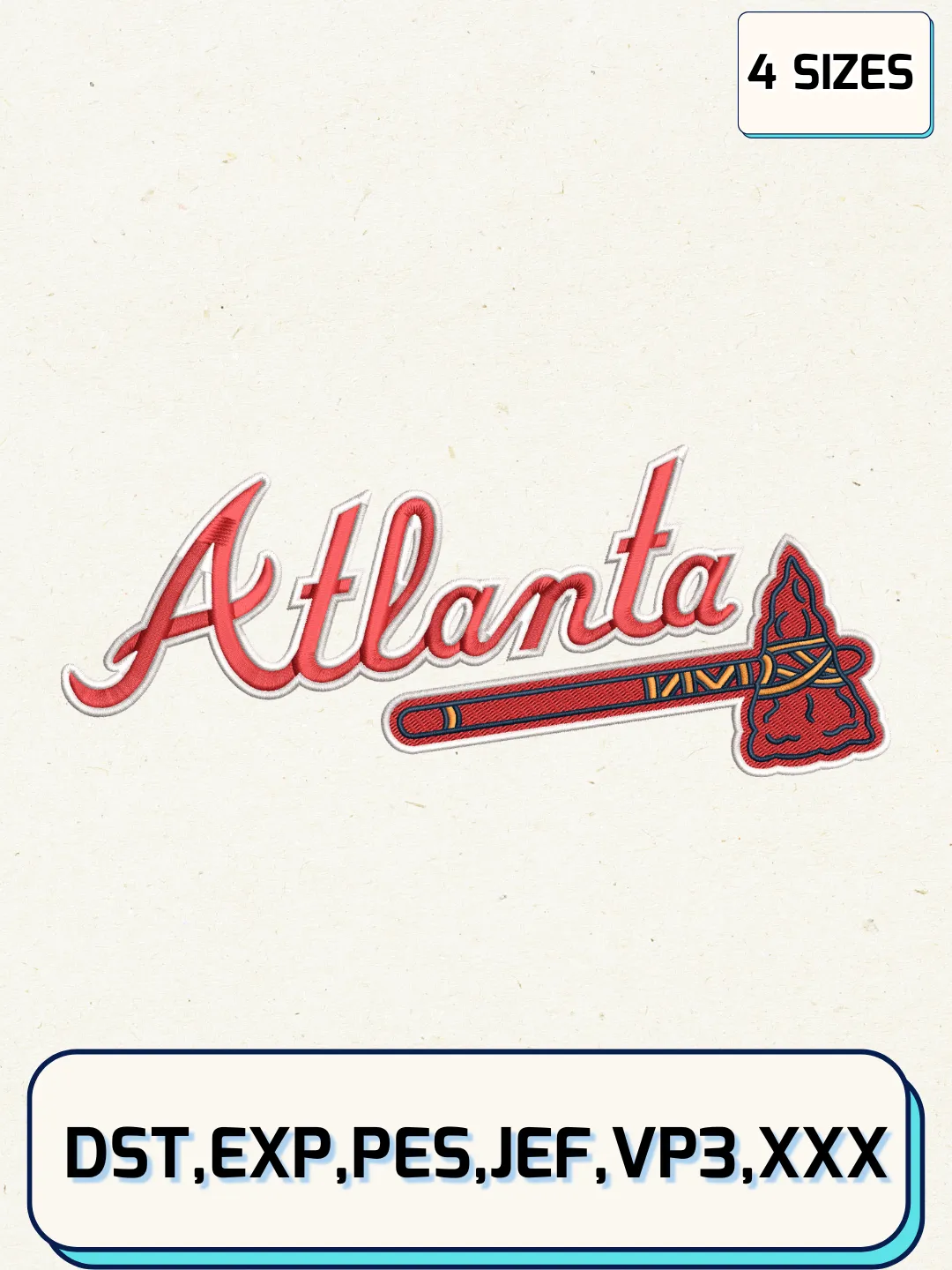 Atlanta Braves Batting Practice Logos Embroidery Design Files, MLB ...