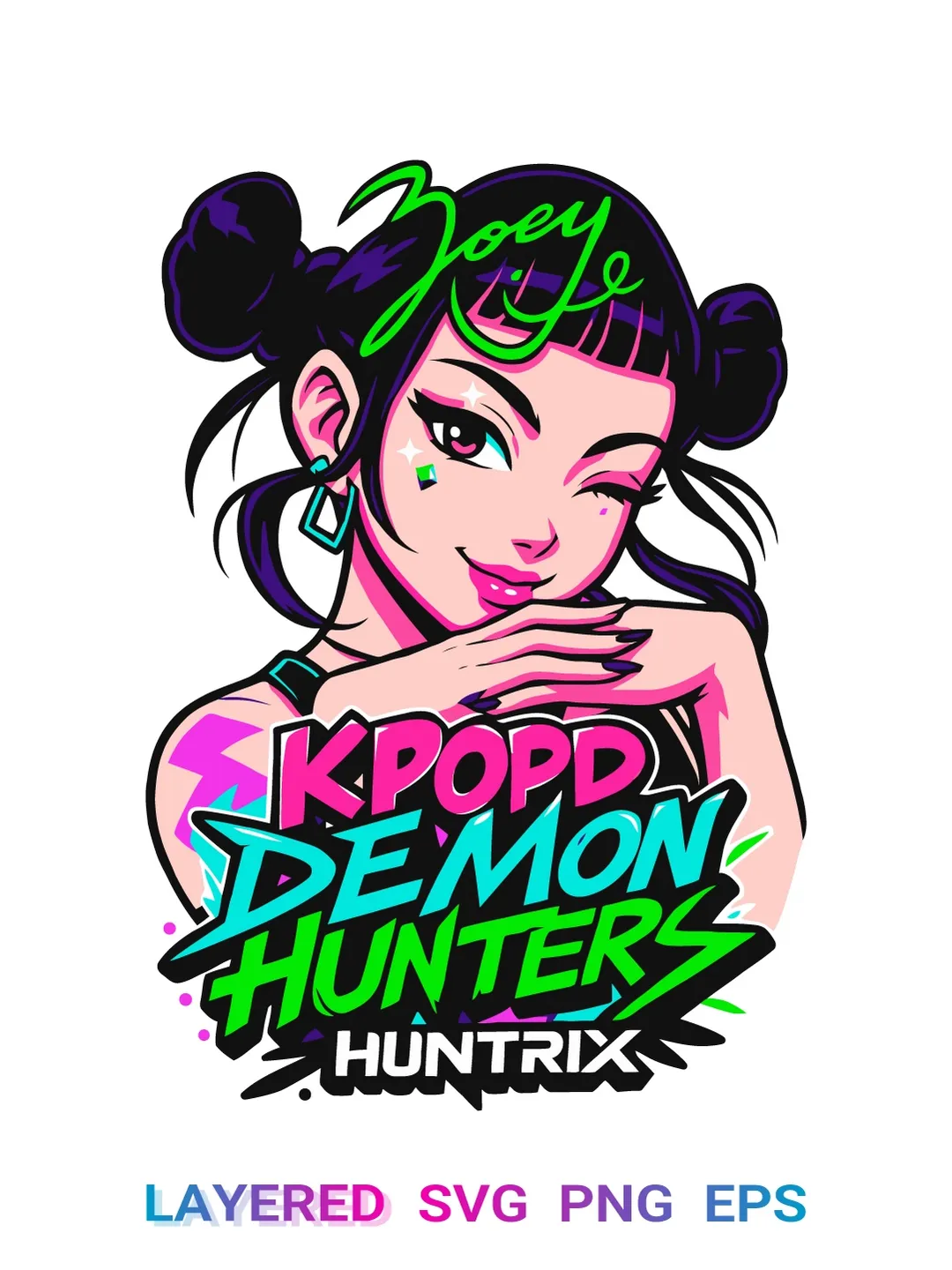 Kpop Demon Hunters SVG PNG, Huntrix Logo Layered Clipart
